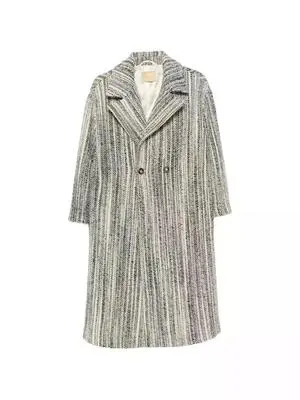 Momoni Chevron Pattern Double-breasted Coat - Neutrals