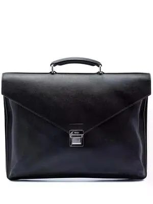 Fendi 2010-2026 Leather Envelope Briefcase Business Bag - Black