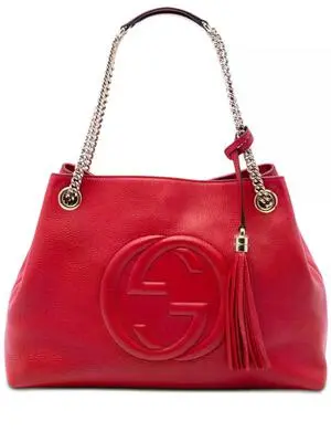 Gucci 2016-2026 Medium Calfskin Soho Chain Tote Bag - Red