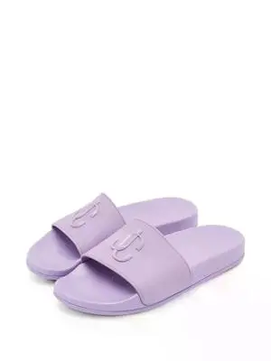 JIMMY CHOO Embossed Logo Slides - Purple