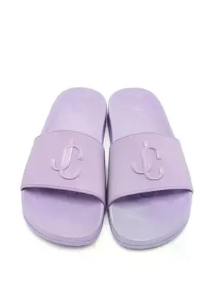 JIMMY CHOO Embossed Logo Slides - Purple