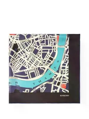 Burberry London-map Silk Scarf