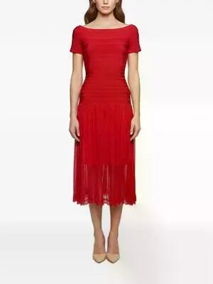 Herve Leger Bandage Lace Midi Dress - Red