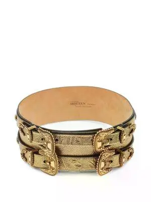 Alexander McQueen Wide Belt With Double Buckle Fastening - Yellow