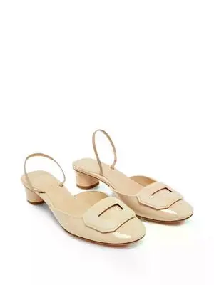 Dior Beige Leather Patent Slingback Pumps - Neutrals