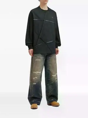 FIVE CM Exposed-seam Logo-plaque Long-sleeved T-shirt