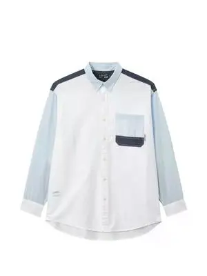 Izzue Panelled Pinstriped Shirt - White
