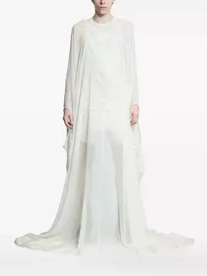 Rick Owens Hollywood Kaftan In Silk Chiffon - White