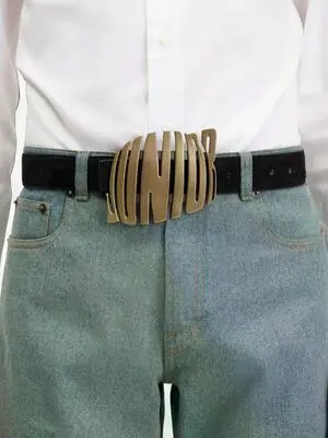 JEAN PAUL GAULTIER Logo Buckle Suede Belt
