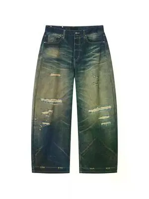 FIVE CM Distressed Whiskered Jeans - Blue