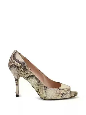 STUART WEITZMAN Snakeskin Effect Peep-toe Pumps