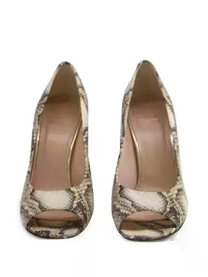 STUART WEITZMAN Snakeskin Effect Peep-toe Pumps