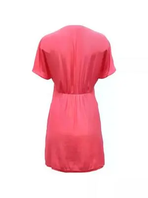 Maje Gathered V-neck Silk Dress