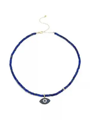 SYDNEY EVAN Lapis Lazuli And Diamond Evil Eye Pendant Necklace - Blue