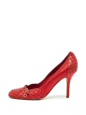 Dior Floral Perforated Pumps With Gold-tone D Charm