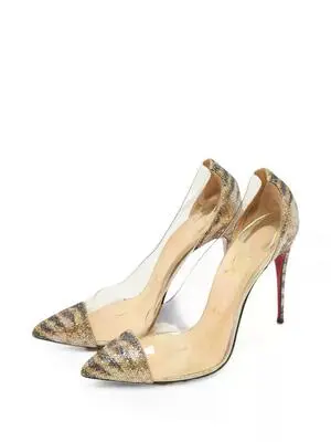 CHRISTIAN LOUBOUTIN Glitter Paneled Pointed Toe Stiletto Pumps
