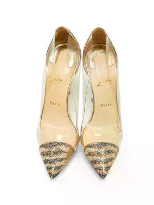 CHRISTIAN LOUBOUTIN Glitter Paneled Pointed Toe Stiletto Pumps