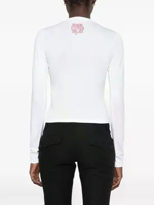 JEAN PAUL GAULTIER Cut-out Slogan Print Long Sleeve T-shirt - White