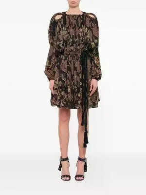 LANVIN Floral-jacquard Cold-shoulder Dress