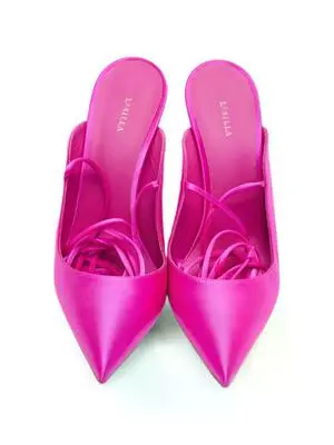 LE SILLA Satin Pointed Toe Tie-fastening Stiletto Heel Pumps