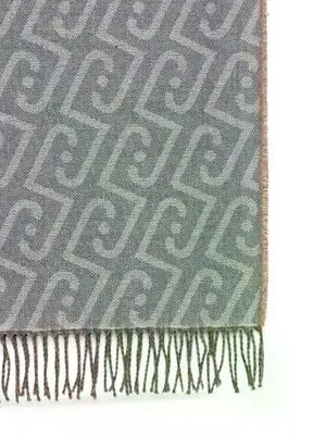 Liu Jo Monogram-pattern Fringed Scarf - Blue