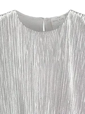 FORTE_FORTE Plissé Velvet Top - Silver