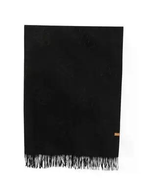 Liu Jo Logo-embroidered Fringed Scarf - Black