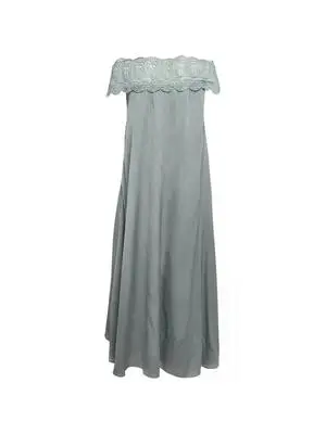 SELF-PORTRAIT Lace-trim Off-shoulder Maxi Dress