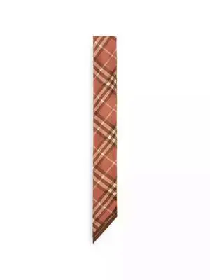 Burberry Skinny Contrast Check Silk Scarf - Neutrals