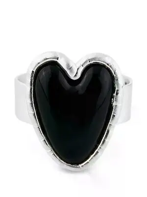 POISONED HEARTS Glass Heart Ring - Silver