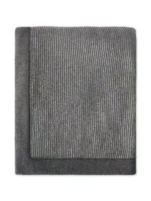 Brunello Cucinelli Cashmere English Rib Knit Throw With Contrast Borders