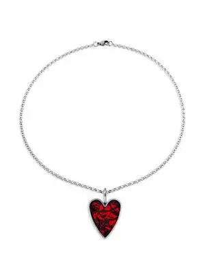 POISONED HEARTS Mosaic Heart Pendant Necklace - Silver