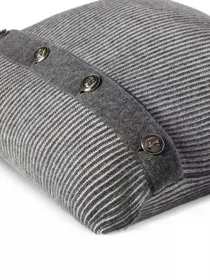 Brunello Cucinelli Cashmere Vanisé Rib Knit Cushion With Metal Buttons - Grey