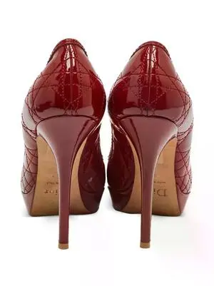 Dior Cannage Quilting Peep-toe Pumps - Red