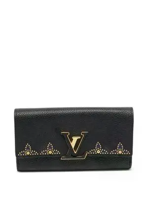 LOUIS VUITTON 2018 Capucines Studded Wallet - Black