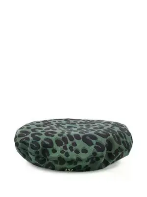 LOUIS VUITTON Silk Beret With Leopard Print And Logo Plaque