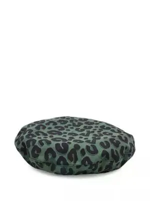 LOUIS VUITTON Silk Beret With Leopard Print And Logo Plaque