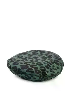 LOUIS VUITTON Silk Beret With Leopard Print And Logo Plaque