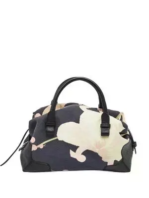 FERRAGAMO Floral-print Satchel Bag - Black
