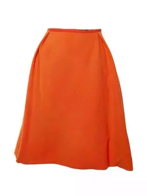 LOUIS VUITTON Pleated Wool Midi Skirt - Orange