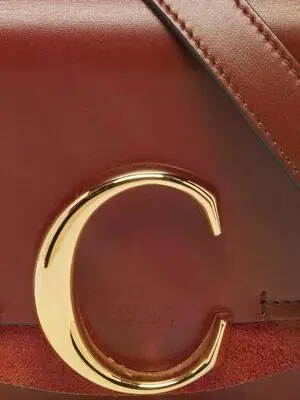 Chloé Mini C Suede-panelled Shoulder Bag - Brown