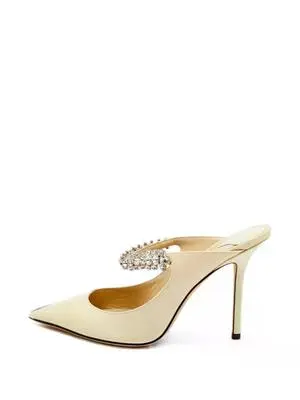 JIMMY CHOO Bing Embellished Heeled Mules - Neutrals