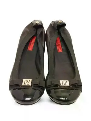 Carolina Herrera Bow-detail Cap-toe Ballet Flats - Black