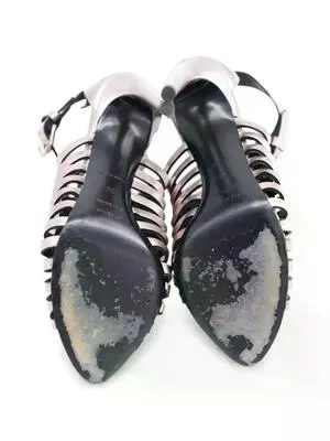 Proenza Schouler Silver Leather Cage Stiletto Sandals
