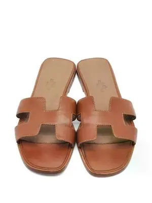 Hermès Leather H-cut Strap Sandals - Brown