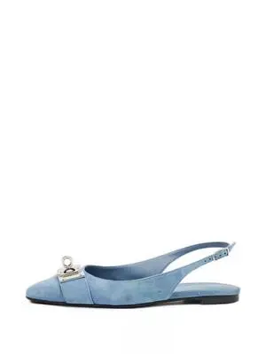 Hermès Suede Slingback Flat Pumps With Buckle Detail