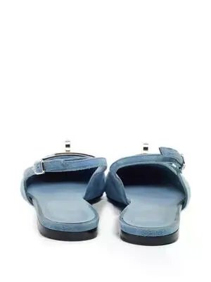 Hermès Suede Slingback Flat Pumps With Buckle Detail