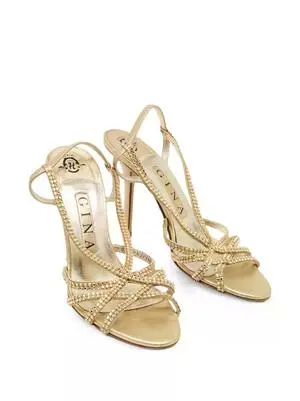 GINA Crystal Embellished -tone Leather Slingback Stiletto Sandals