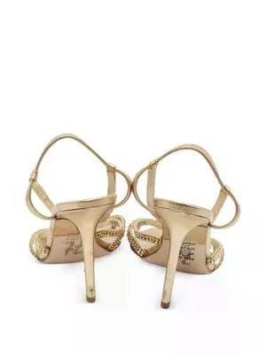 GINA Crystal Embellished -tone Leather Slingback Stiletto Sandals