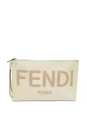 FENDI Fendi Large Debossed-Logo Clutch Bag
